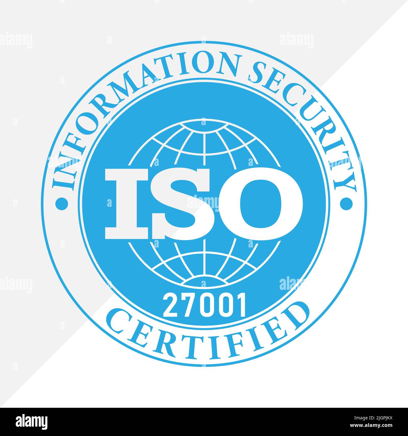ISO 27001 - Information Security, certification stamp. Flat style ...