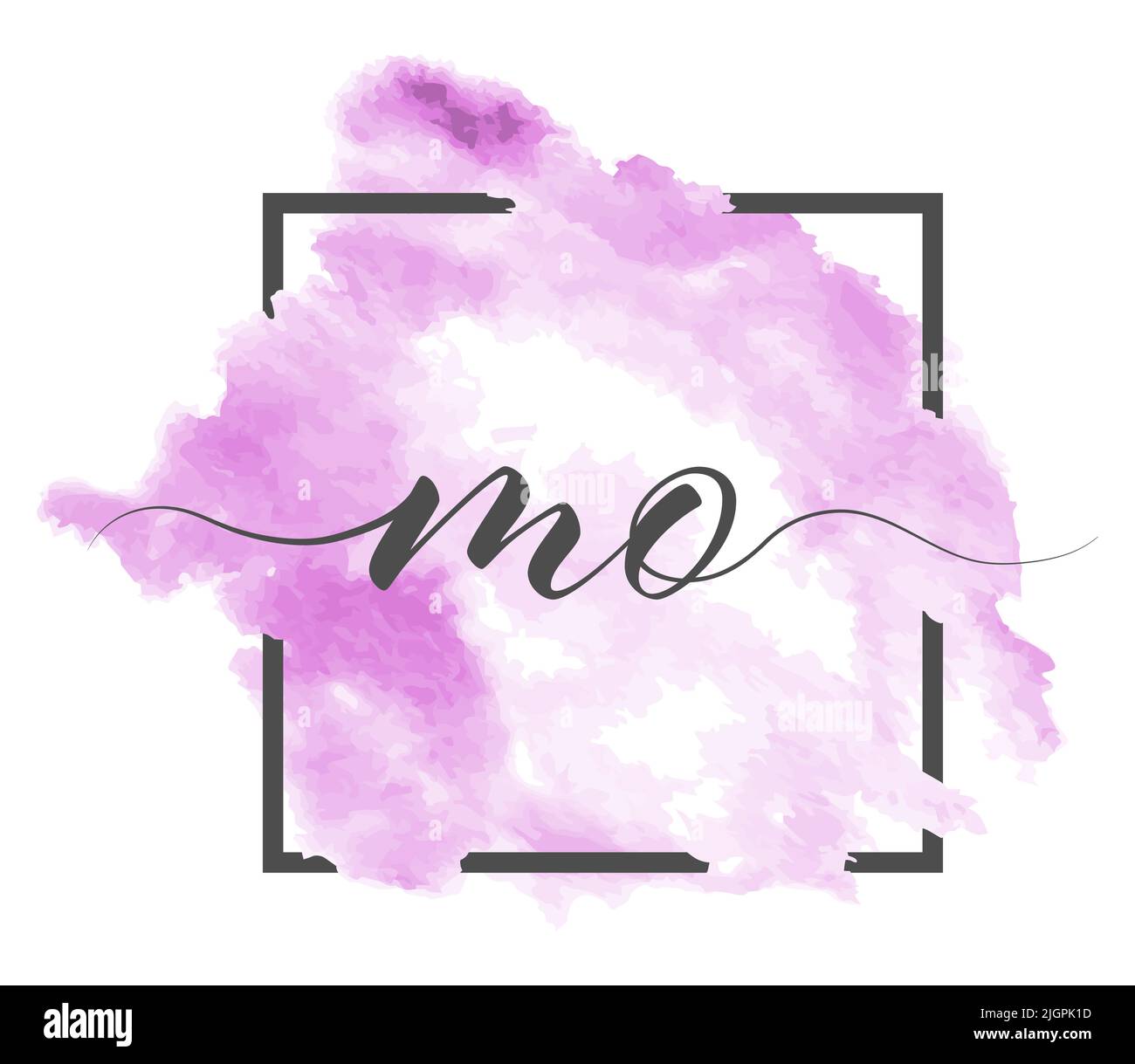 Calligraphic lowercase letters M and O are written in a solid line on a ...