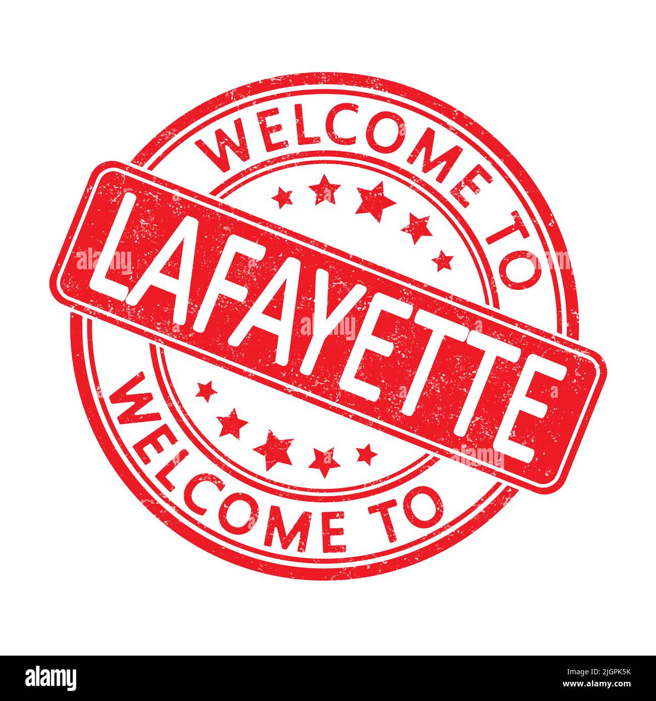 Welcome to LAFAYETTE. Impression of a round stamp with a scuff. Flat ...