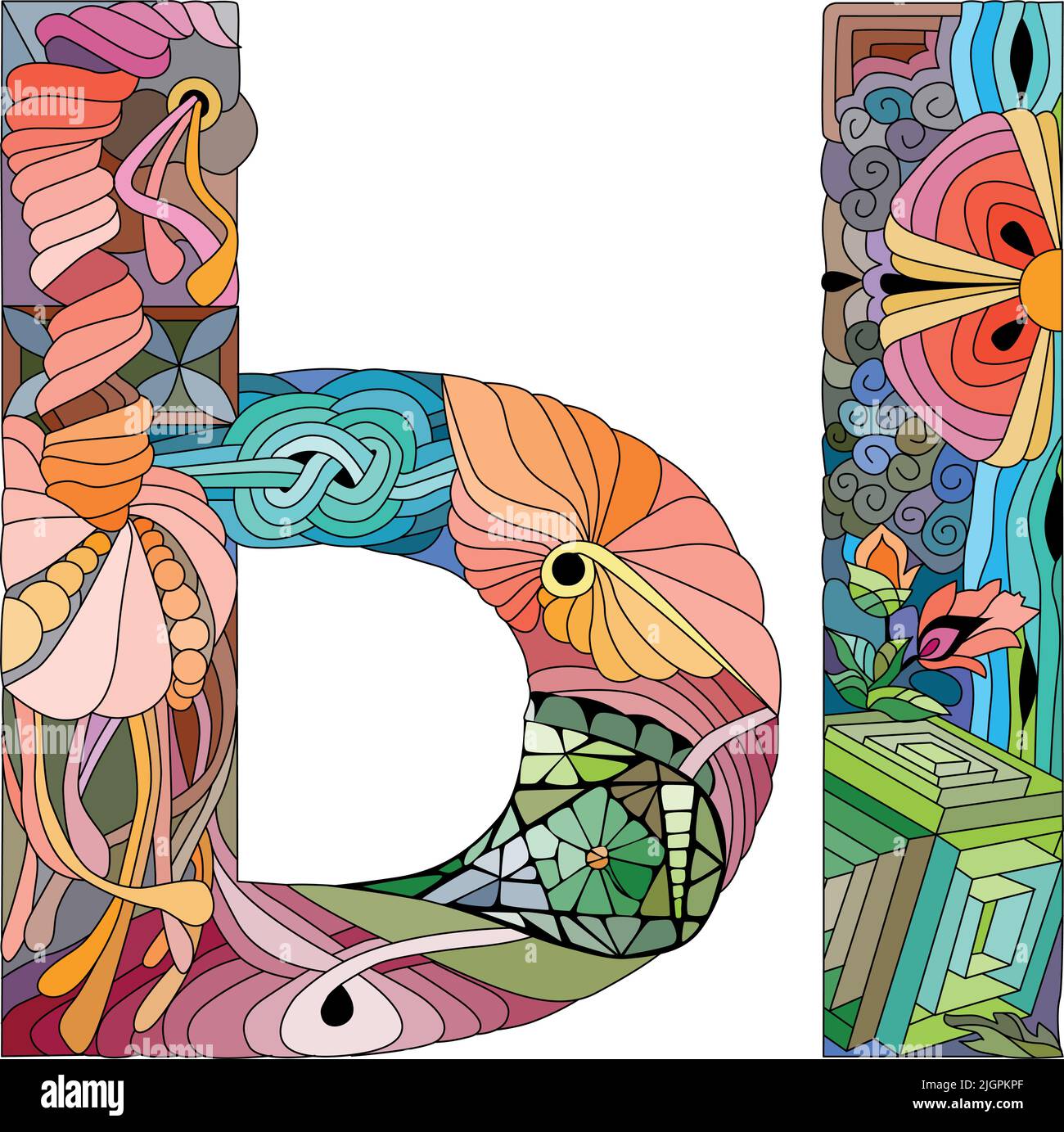 Hand-painted art design. Letter Y cyrillic zentangle object Stock ...