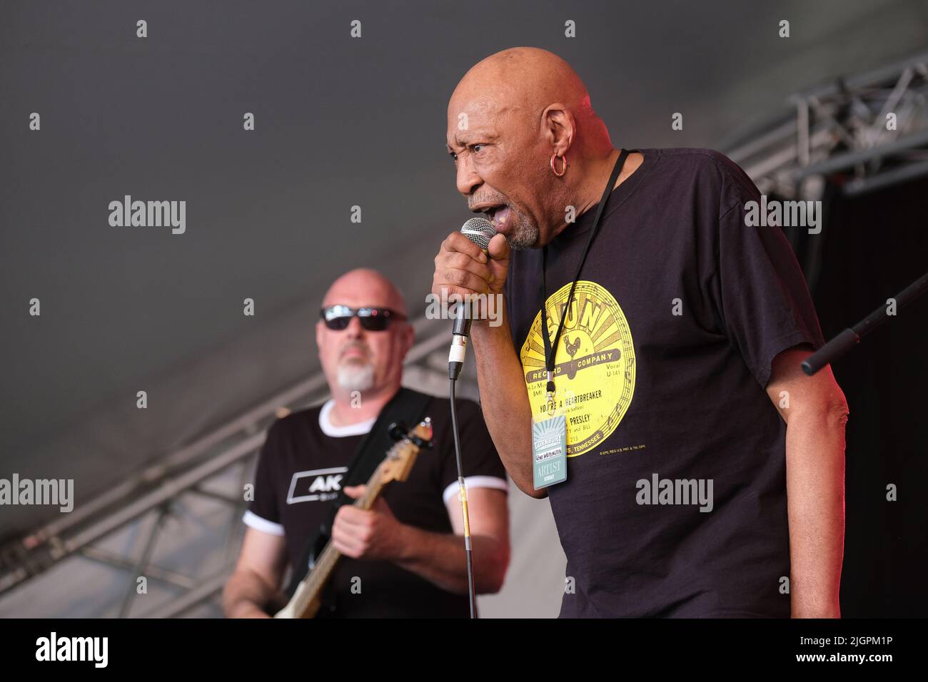 American R&B singer Geno Washington performing at Cornbury Festival ...