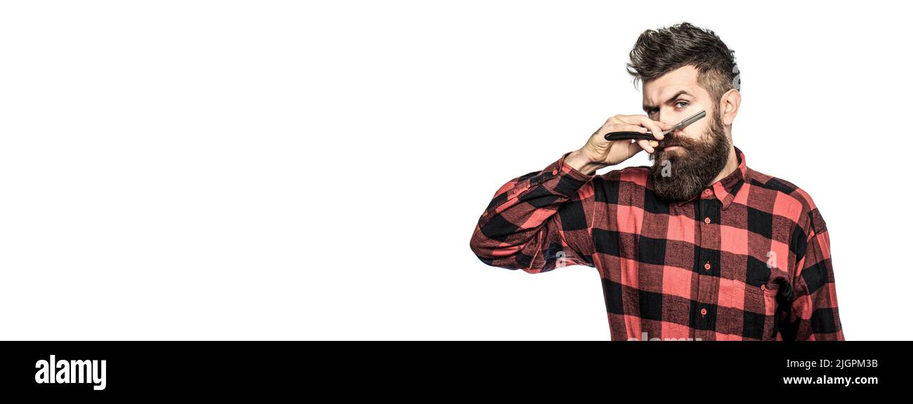 Barber straight razor, barber shop. Isolated on white background ...