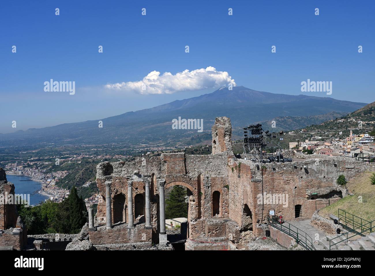Greek amphitheatre Taormina Sicily with Mt Etna Stock Photo - Alamy