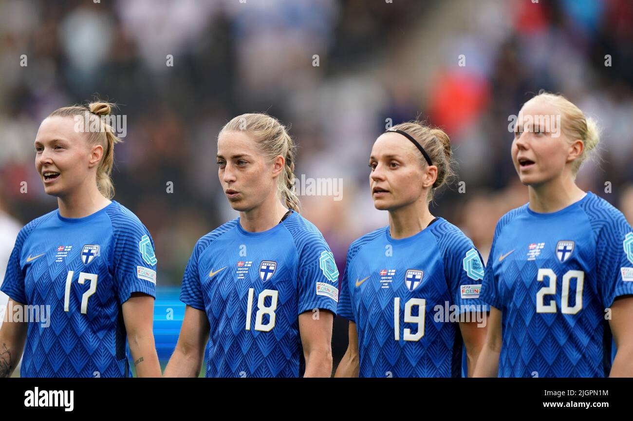 (L-R) Finland’s Sanni Franssi, Linda Sallstrom, Essi Sainio and ...