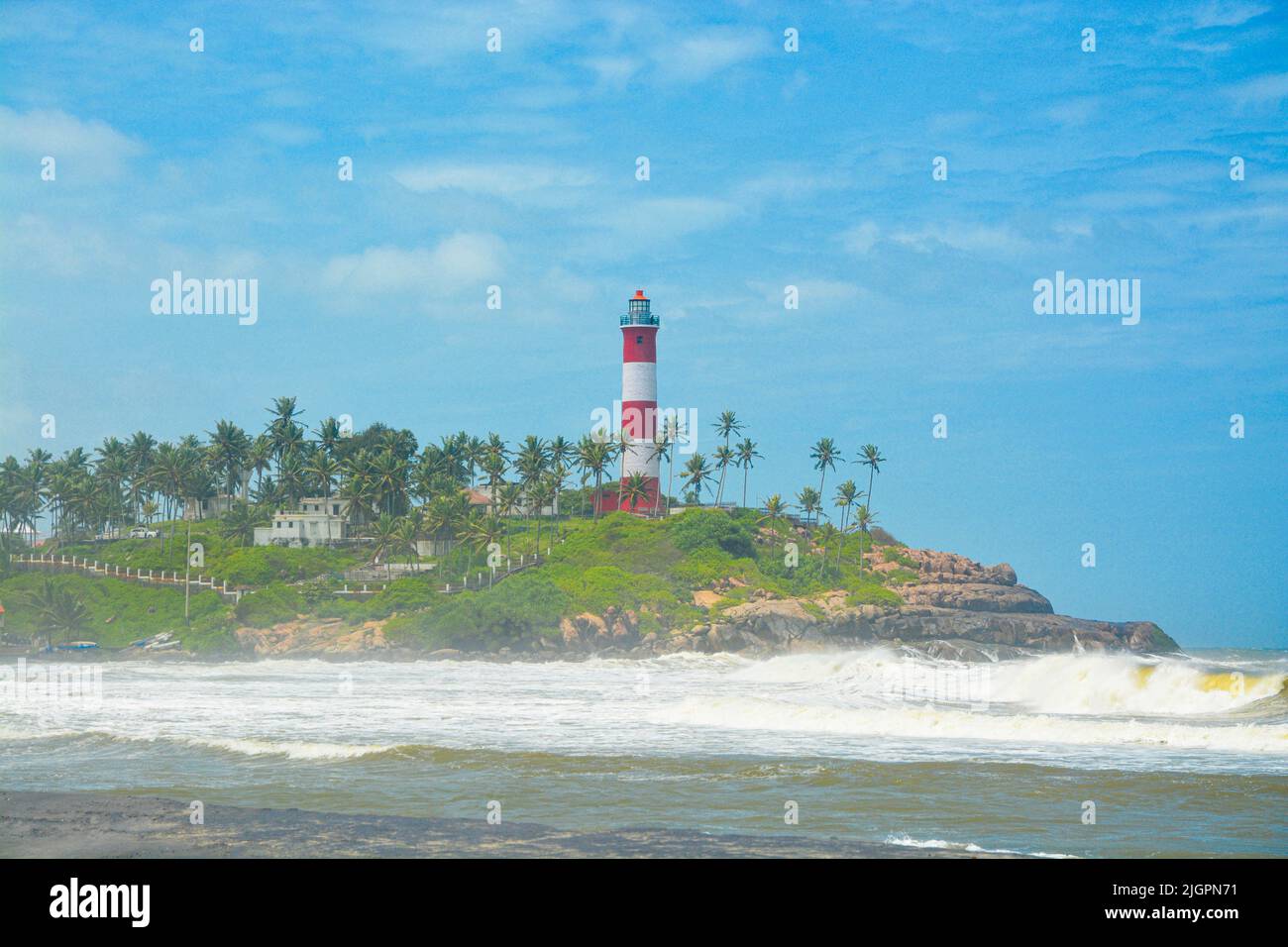 Vizhinjam Lighthouse in Kovalam Beach, Kerala, India Stock Photo - Alamy