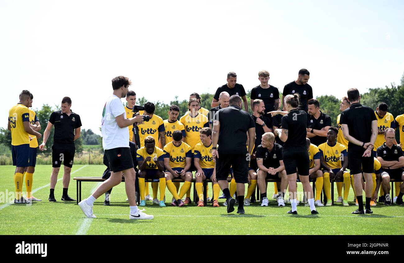 Lier. Belgium, 12 July 2022, Union's Staff and players pictured during ...