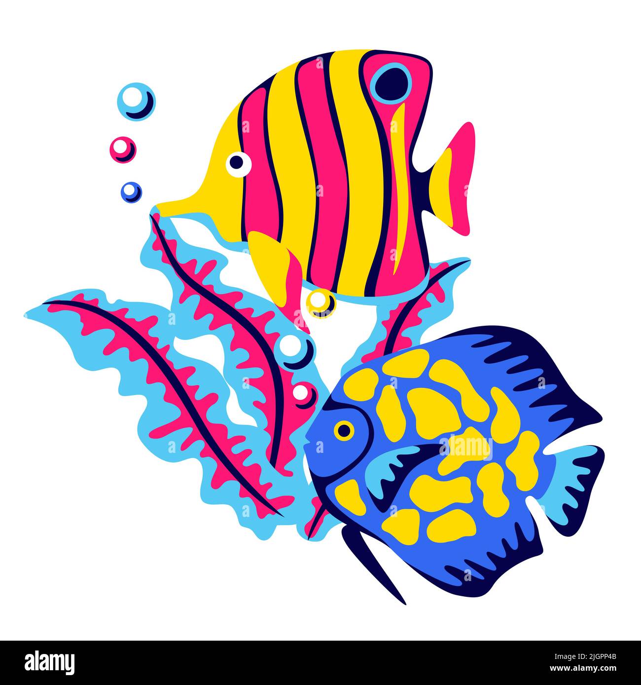 Background with tropical fishes. Marine life aquarium and sea animals ...