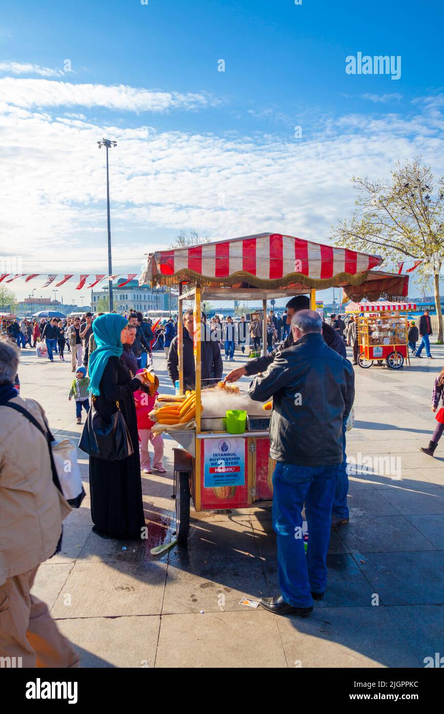 Sweetcorn Vendor, Istanbul, Turkey, Western Asia Stock Photo - Alamy
