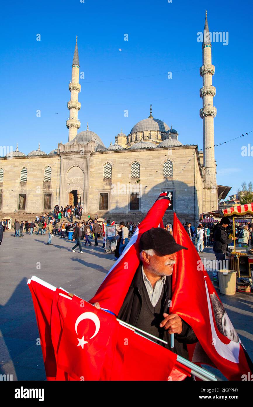 Flag Vendor, New Mosque, Istanbul, Turkey, Western Asia Stock Photo - Alamy