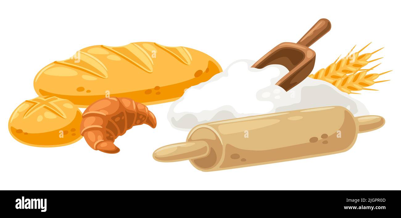 Background with bread and all for baking. Image for bakeries and ...