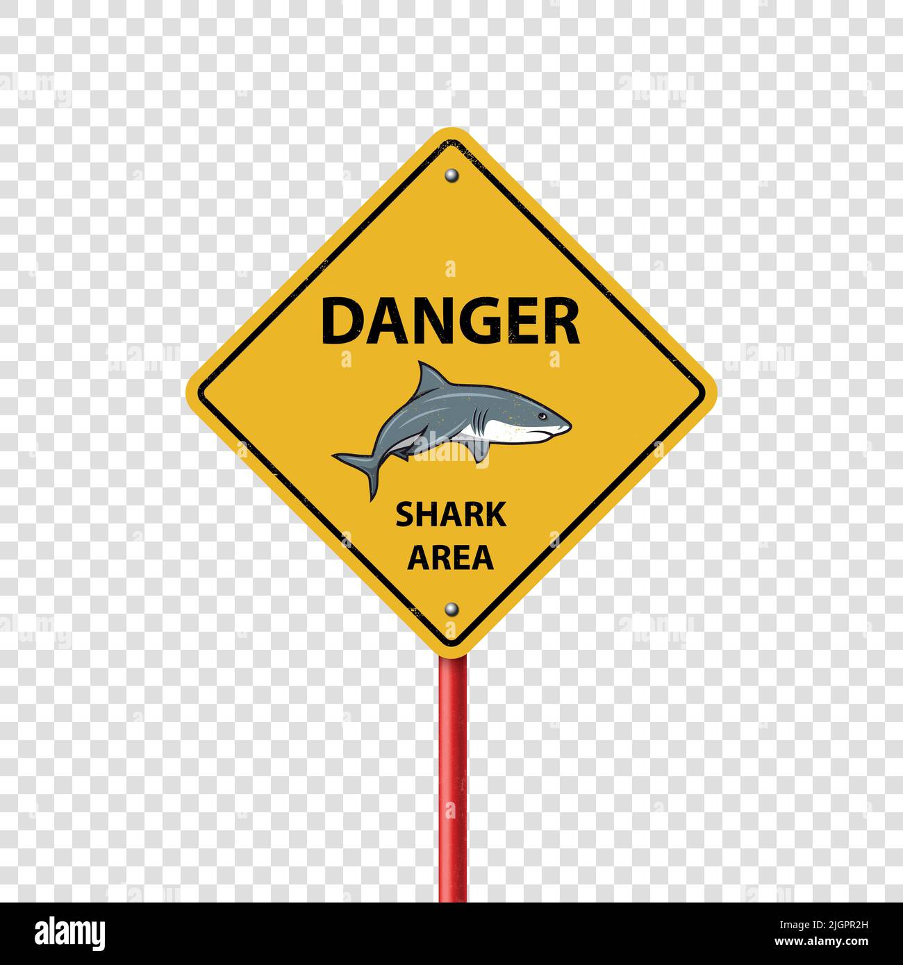 Vector Yellow Shark Sighting Sign Isolated. Shark Attack Warning. Danger for Surfing and ...