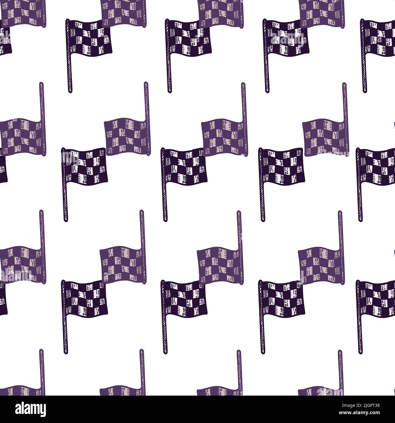 Race flag engraved seamless pattern. Vintage sport elements for drive ...