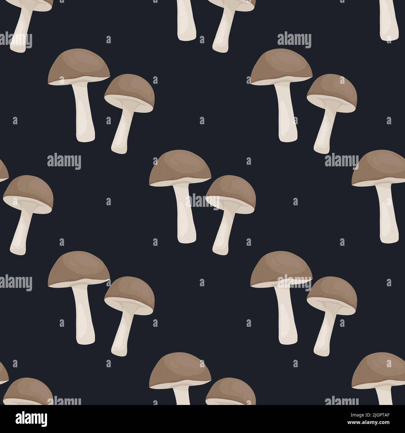 Vector Seamless Pattern with Birch Mushroom on Black. Seamless Texture ...
