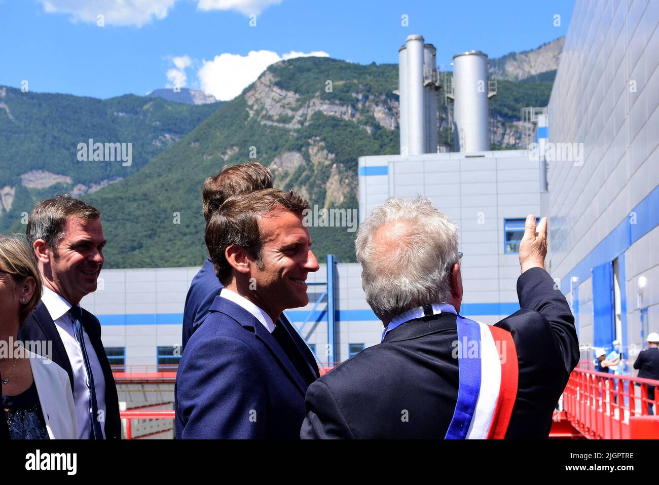 Crolles, France, July 12, 2022, French President Emmanuel Macron ...