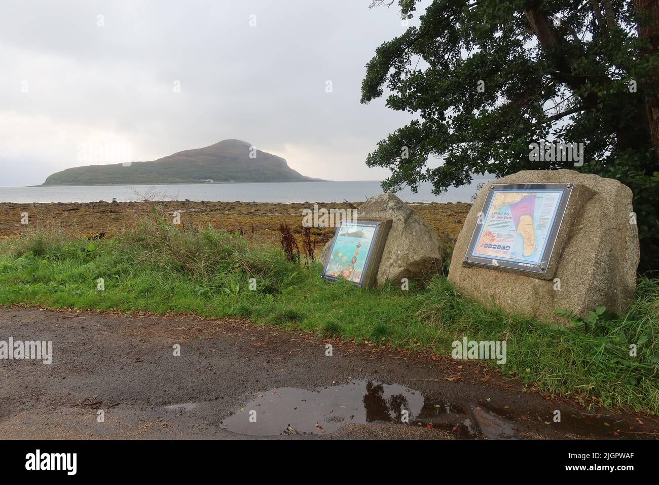 View of Holy Isle from The Arran Coastal Way. Isle of Arran. North ...