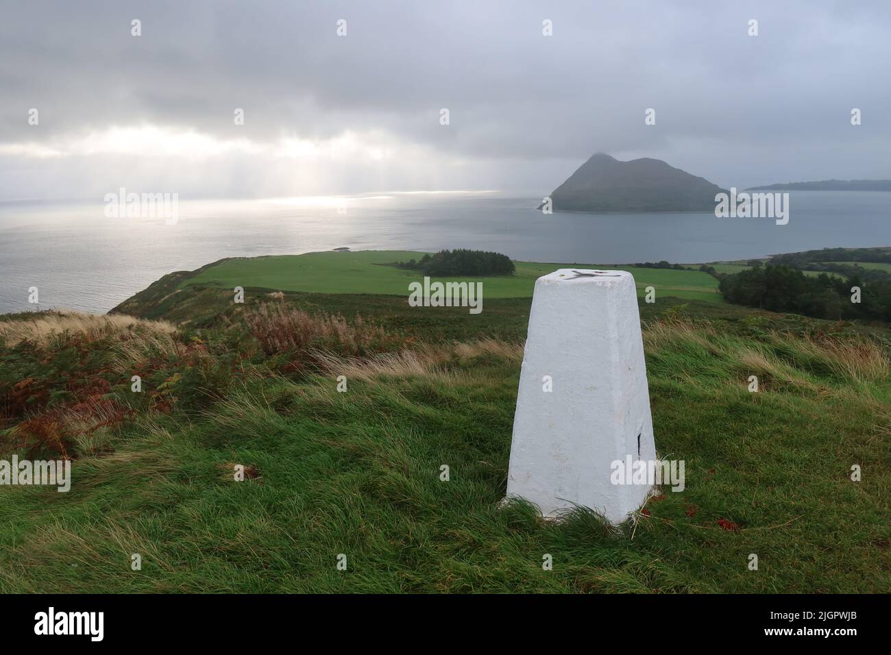 View of Holy Isle from The Arran Coastal Way. Isle of Arran. North ...