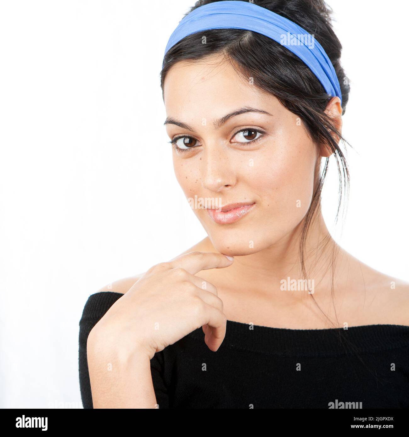 Natural Beauty. A friendly and interested look from a beautiful young ...