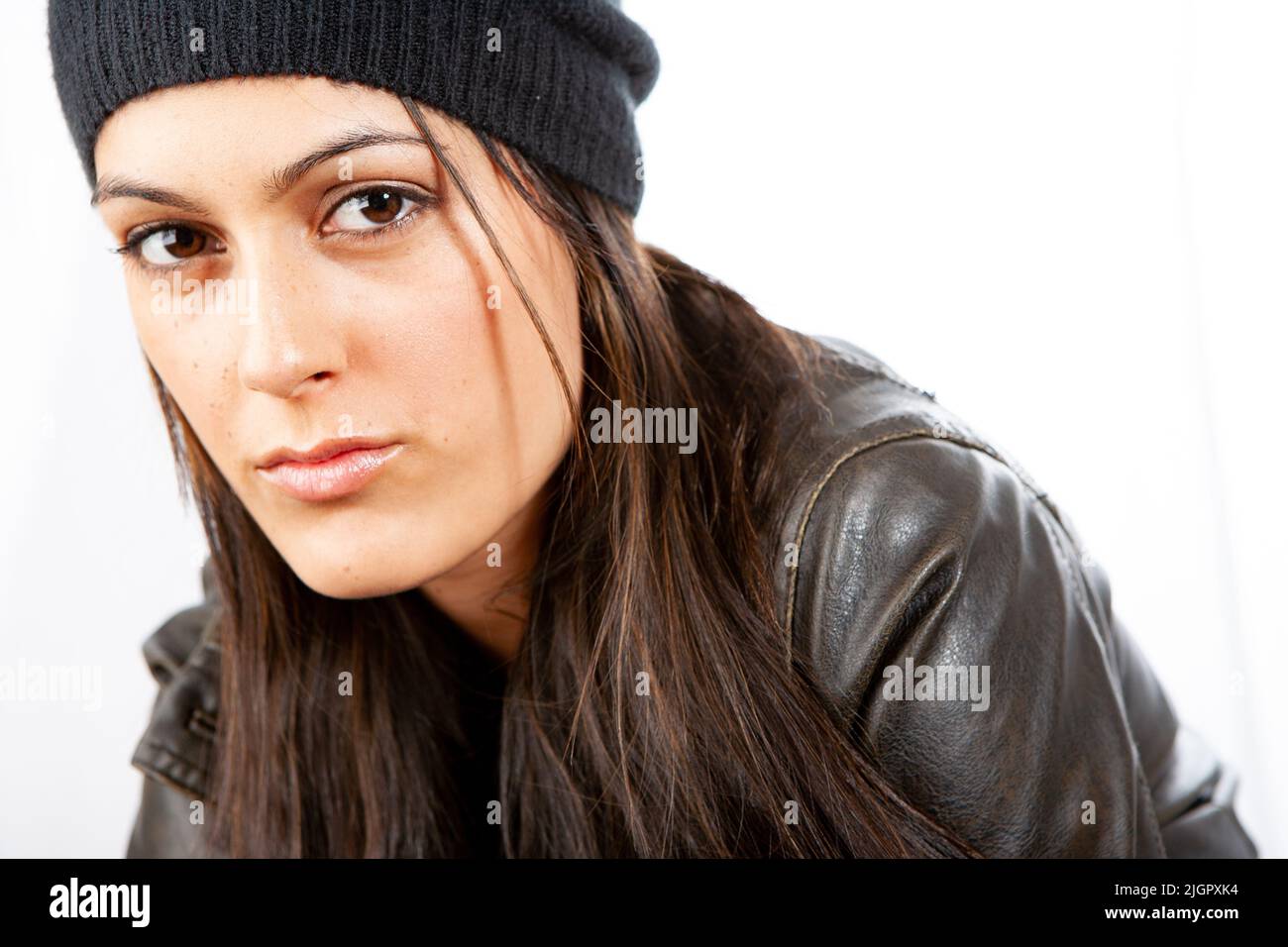 Urban Attitude. A strong independent look on the face of a beautiful ...