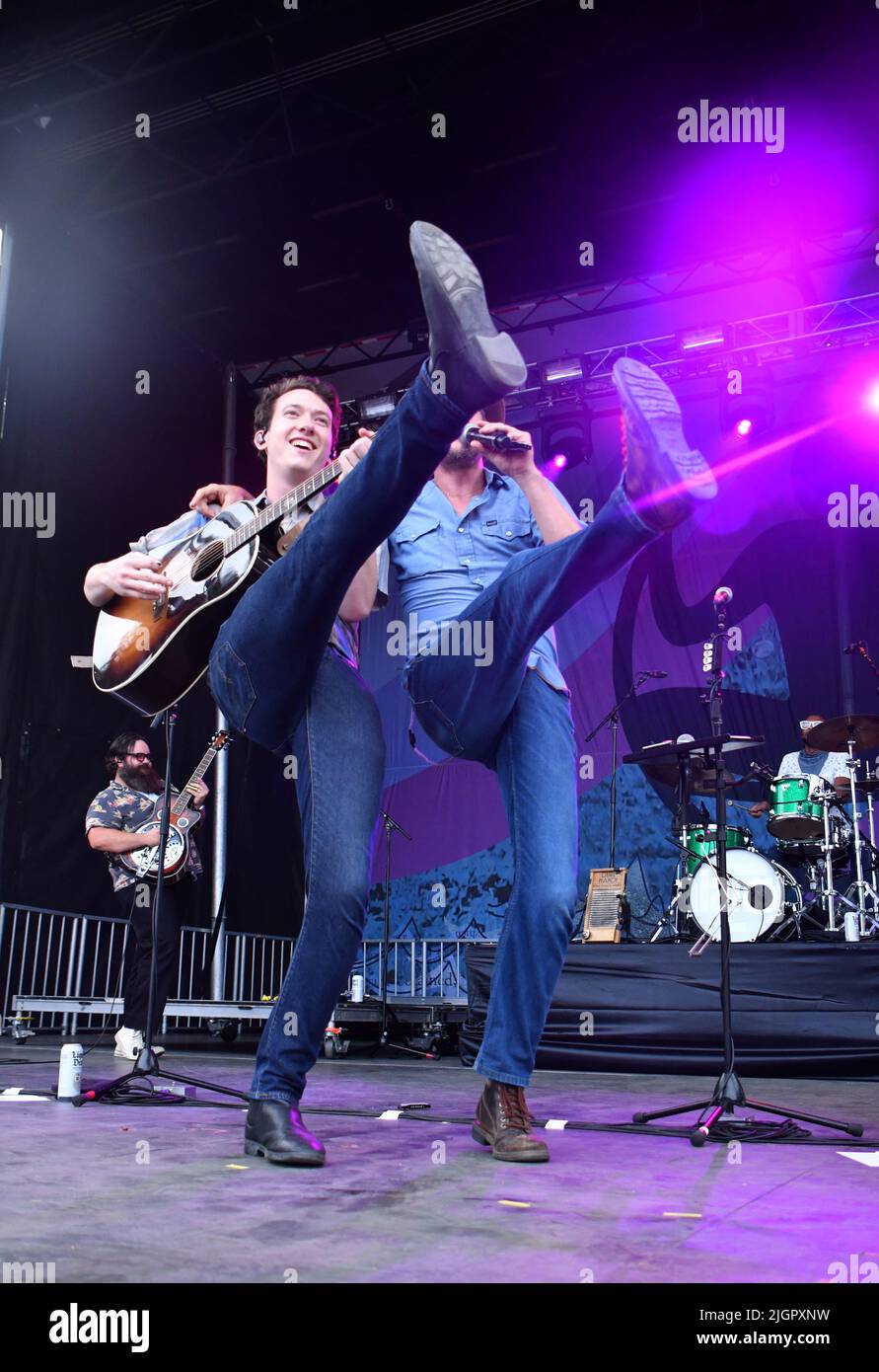 Singer and guitarist Mason Via is shown performing on stage during a ...
