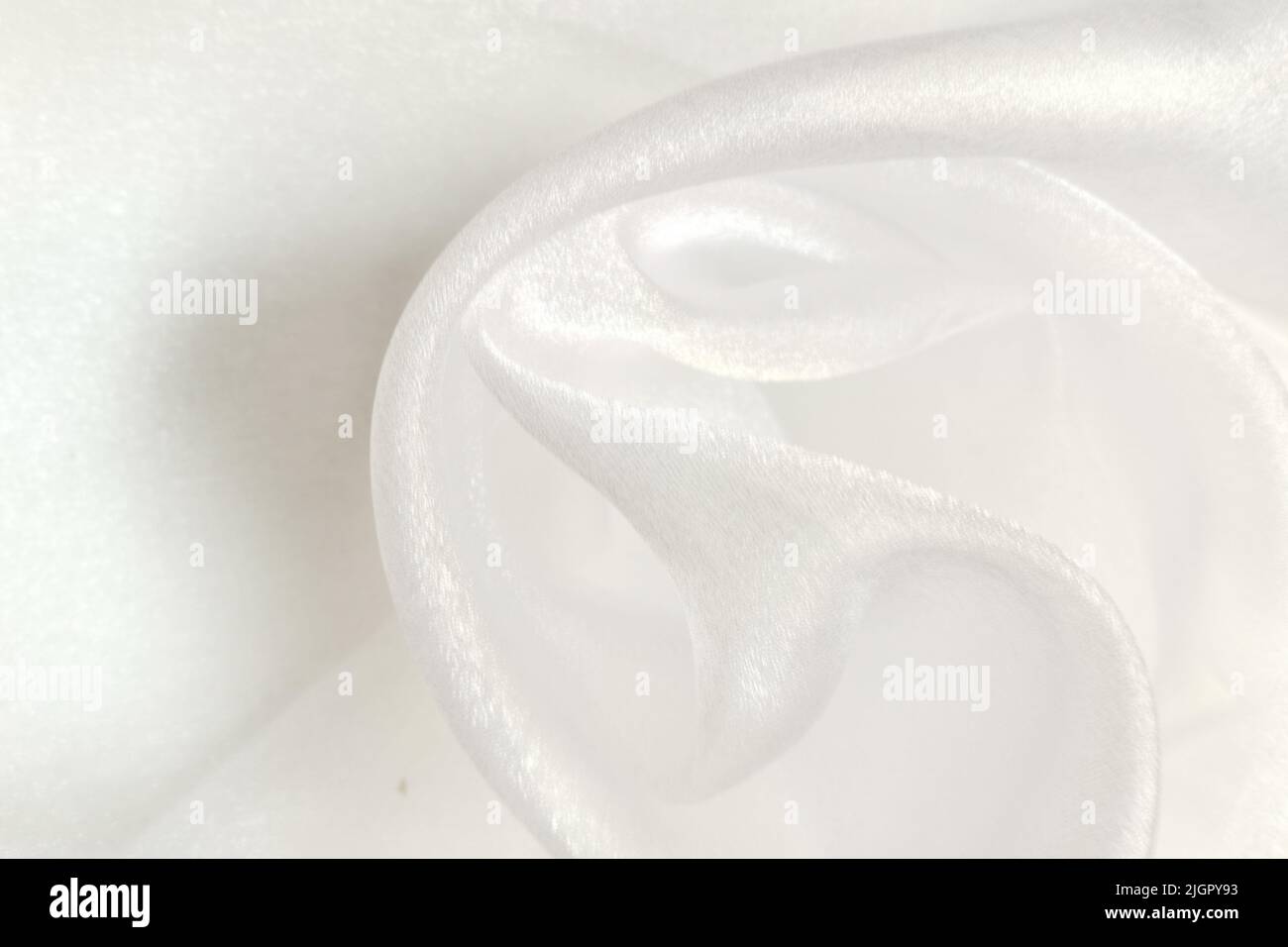 White organza fabric. Crumpled or wavy fabric texture background. Abstract linen cloth soft ...