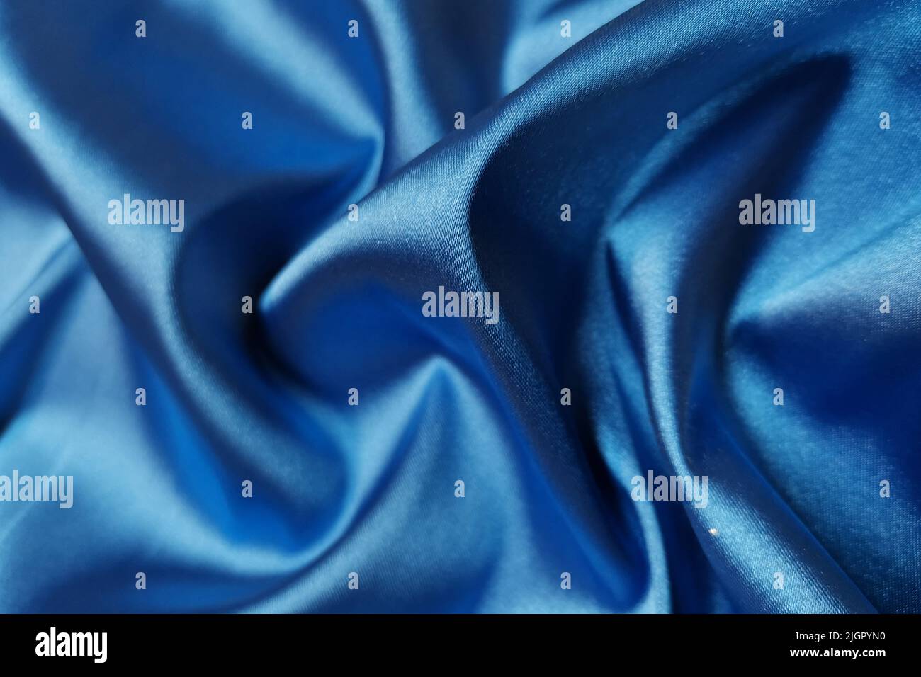 Blue crumpled or wavy fabric texture background. Abstract linen cloth ...