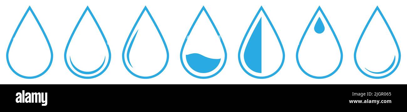 Water drop line icons set. Vector illustration isolated on white ...