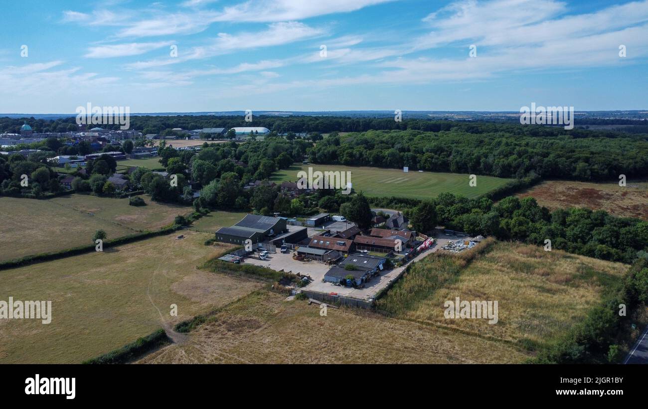 Aerial view of farming fields and farm in Hoddesdon Stock Photo - Alamy