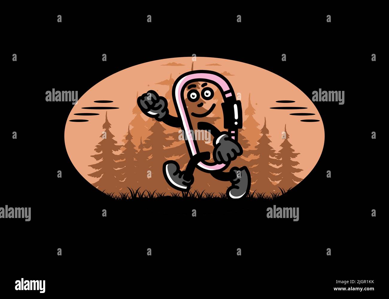 Illustration design of a Walking funny carabiner Stock Vector Image ...