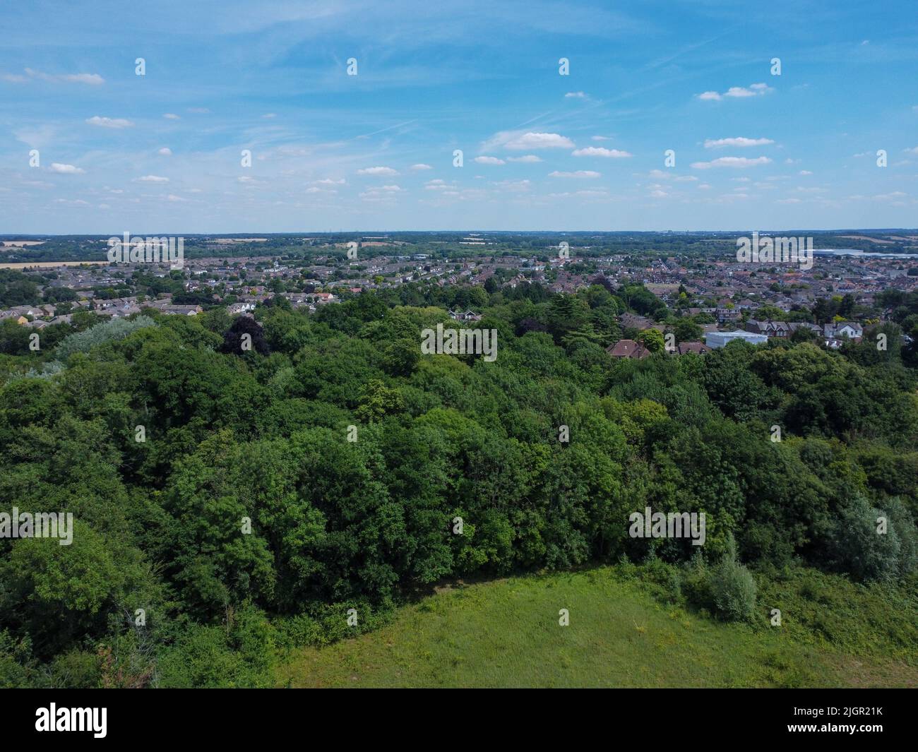Aerial view of woodland and housing estate in Hoddesdon Stock Photo - Alamy