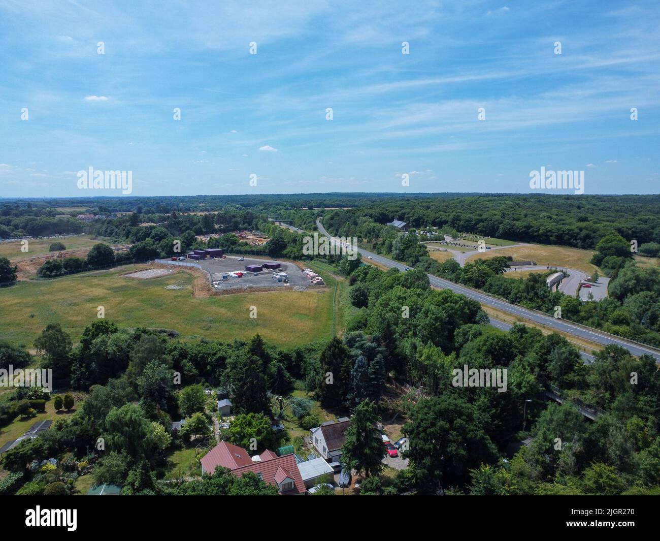 Aerial view of, countryside, industrial and motorway in Hoddesdon Stock ...