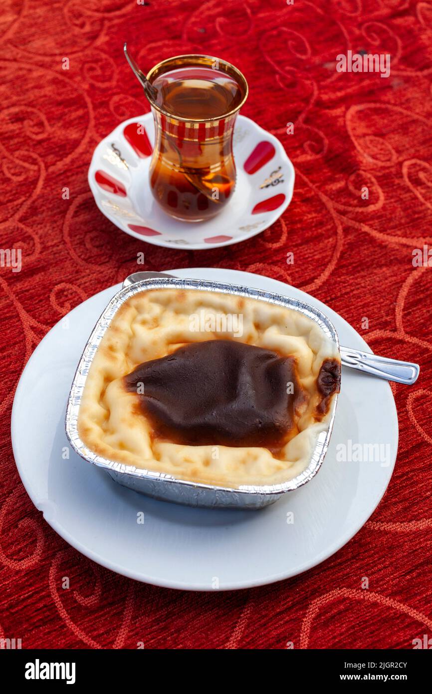 Turkish Rice Pudding and Turkish Tea, Istanbul, Turkey, Western Asia ...