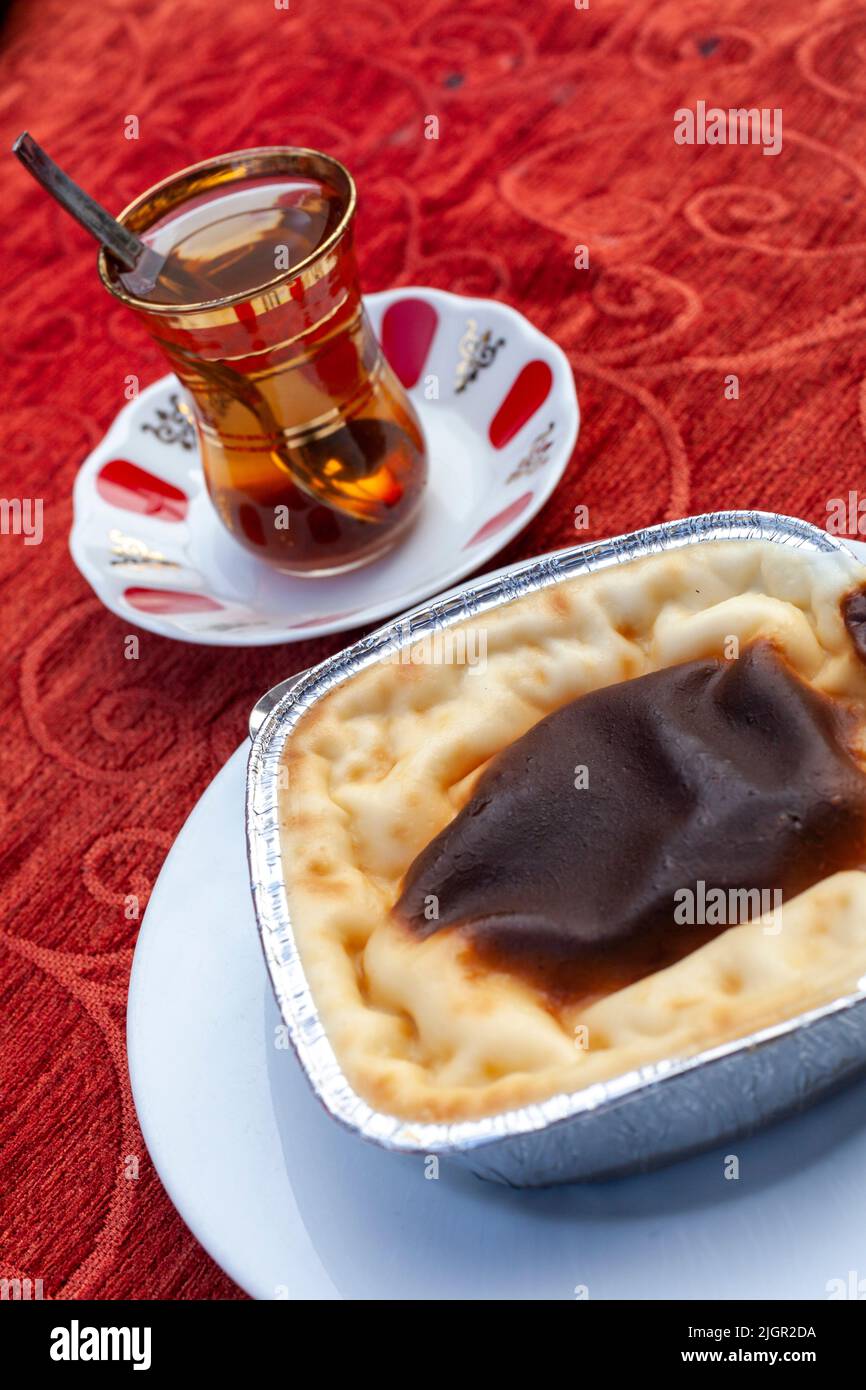 Turkish Rice Pudding and Turkish Tea, Istanbul, Turkey, Western Asia ...