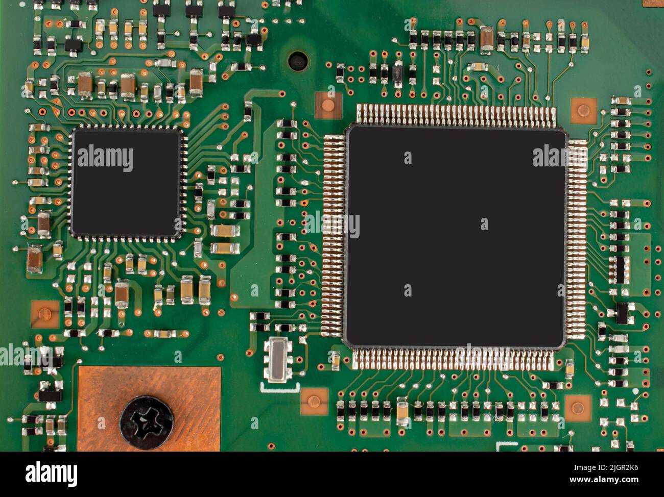 electrical circuit from a laptop with soldered electronic components ...