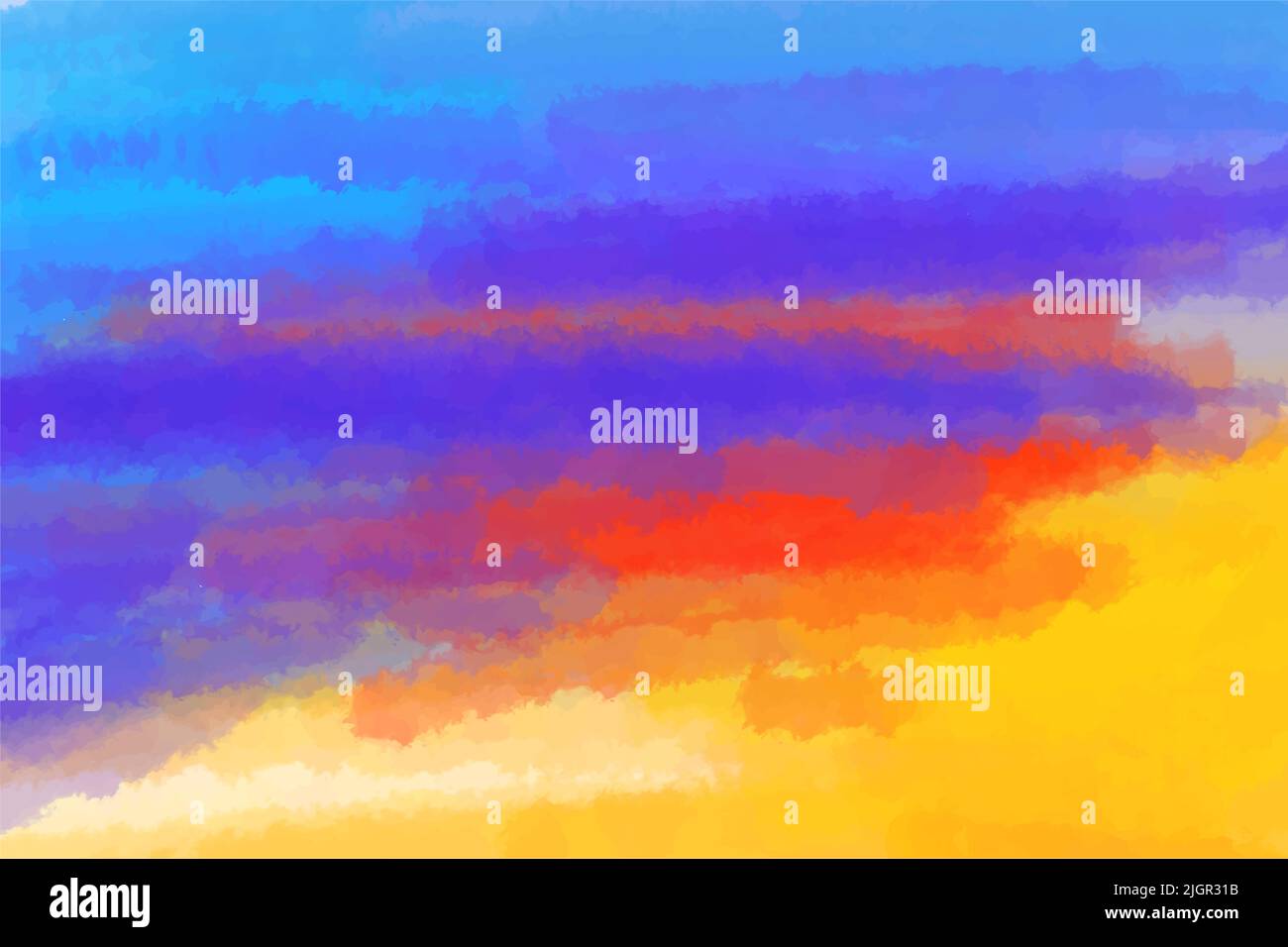 The sky at sunset, watercolor background, painting with strokes, red ...