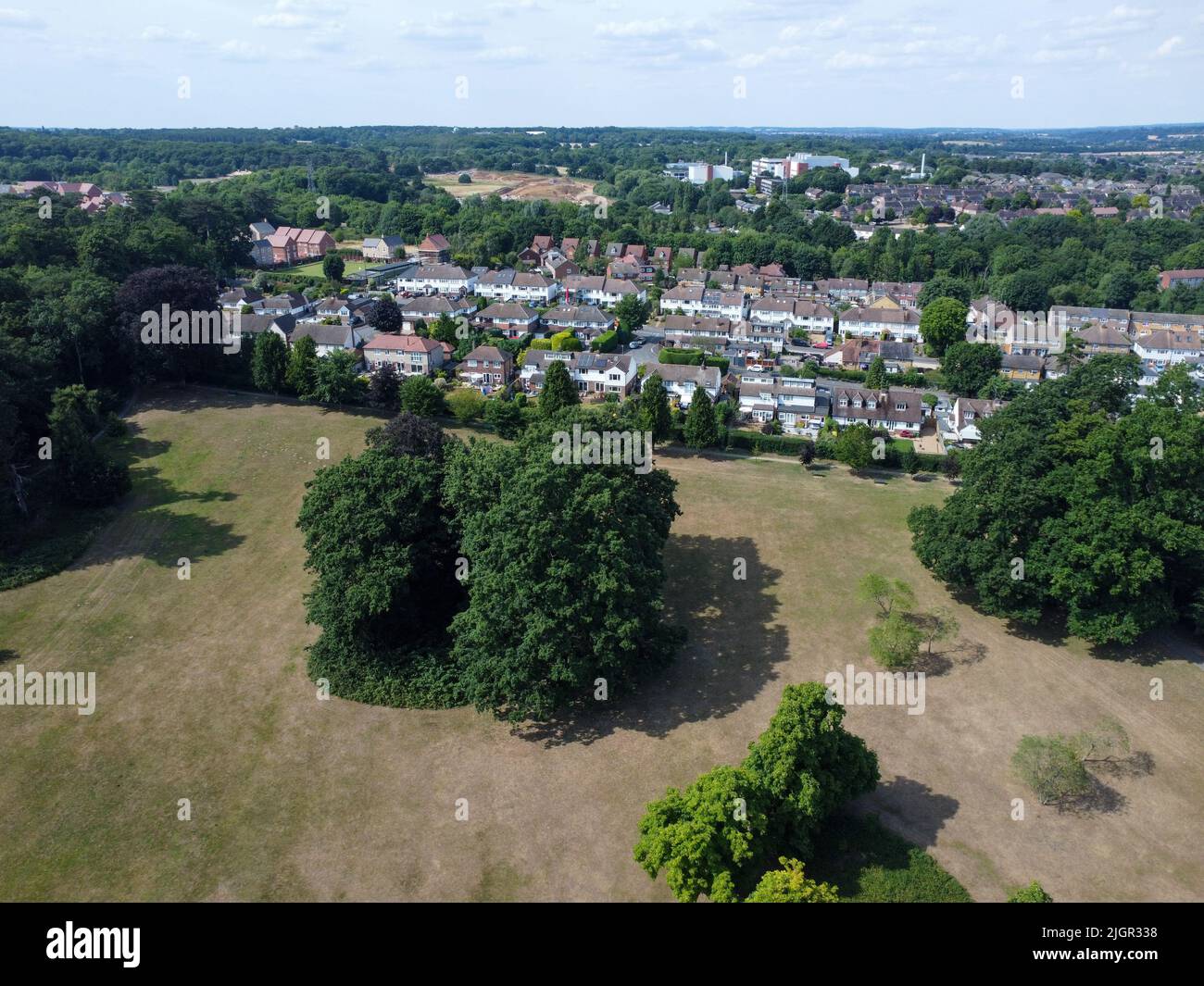 Aerial view of Barcley park and Hoddesdon Town Stock Photo - Alamy