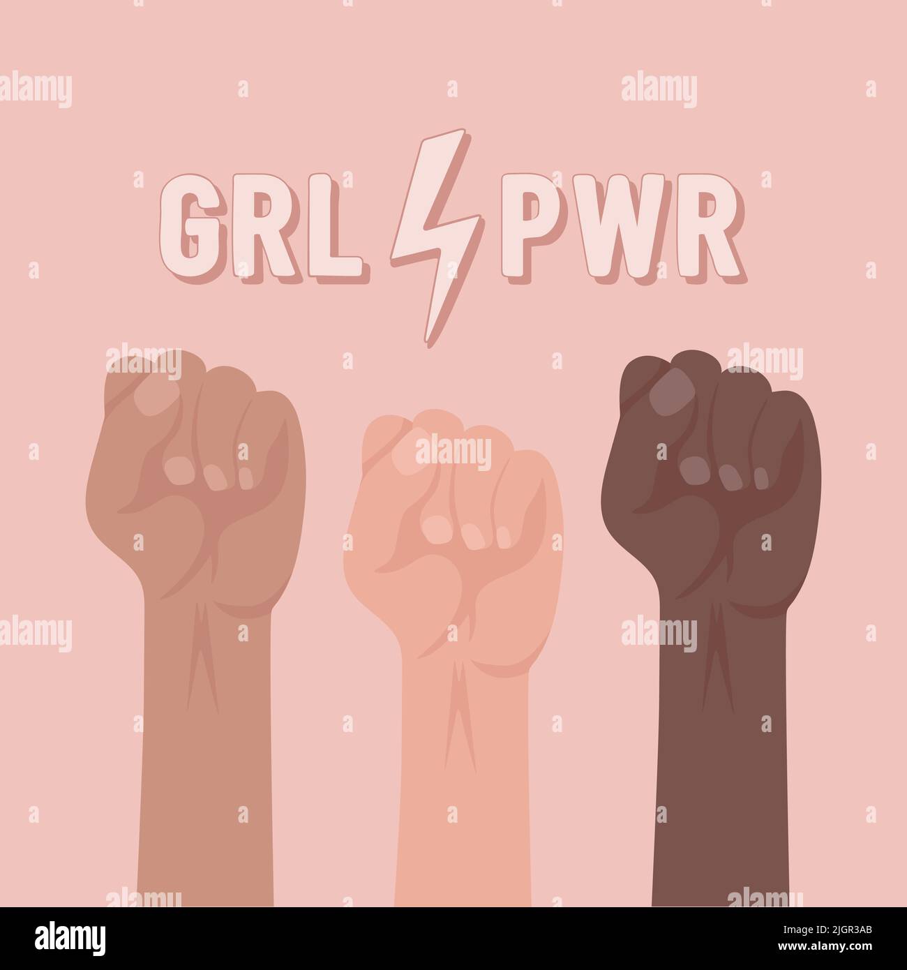 GRL PWR Poster. Raised Up Women's Fists. Women's Rights Placard, Girl ...