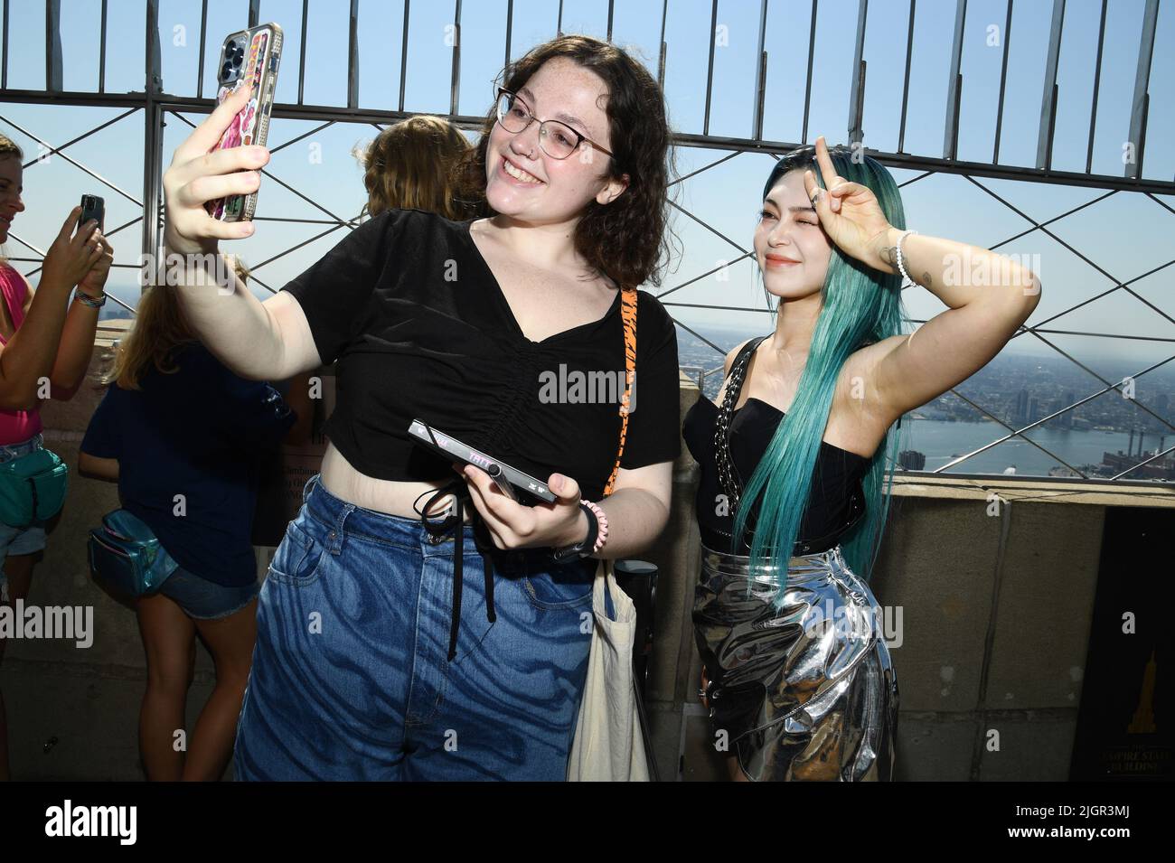 New York, NY, USA, July 12, 2022. Audrey Reynolds (l) takes a picture ...