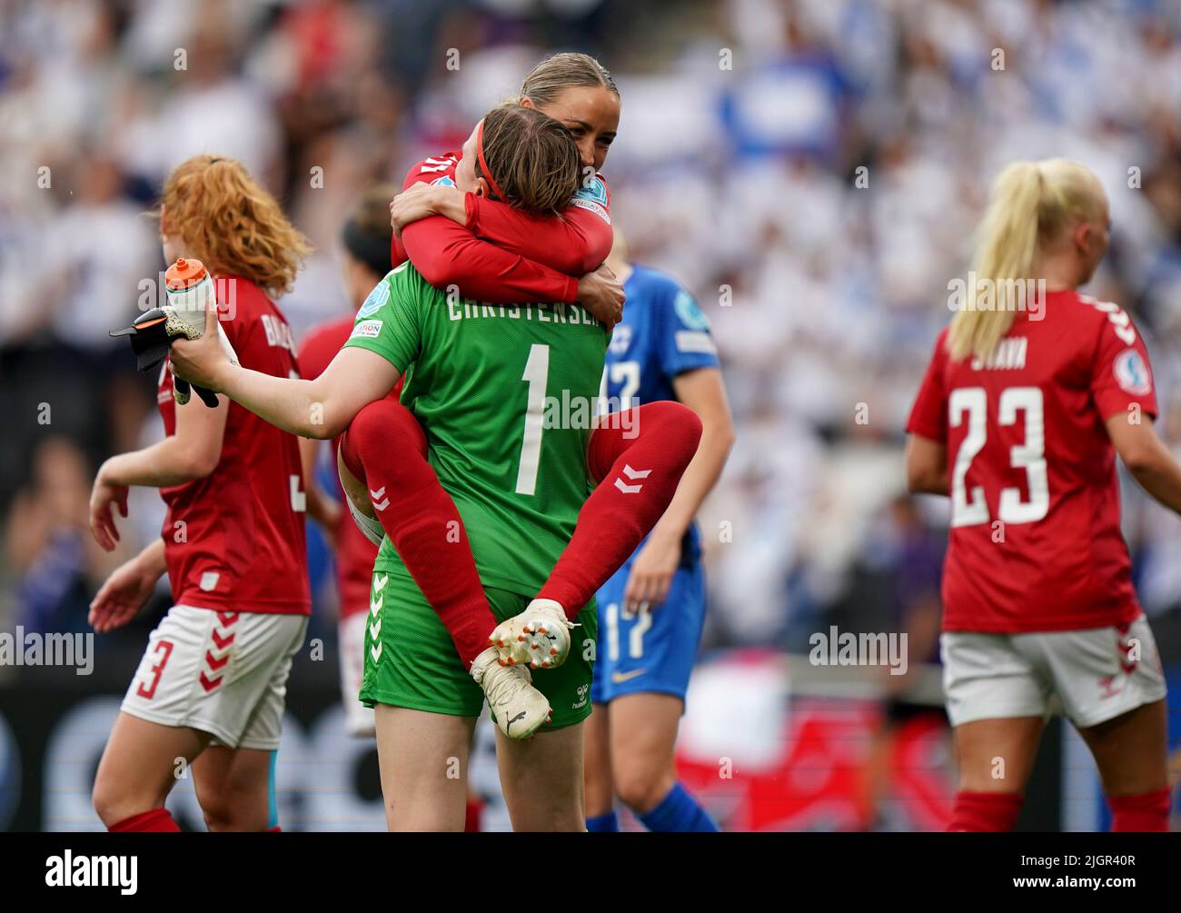 Denmark’s Sanne Troelsgaard Nielsen celebrates with Lene Christensen ...