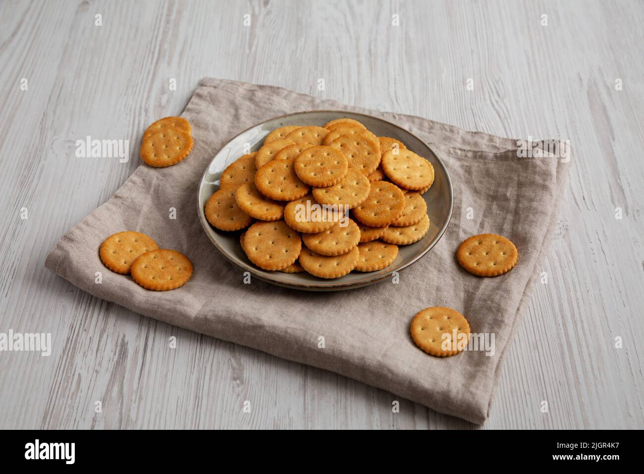 Salty round crackers on hi-res stock photography and images - Alamy