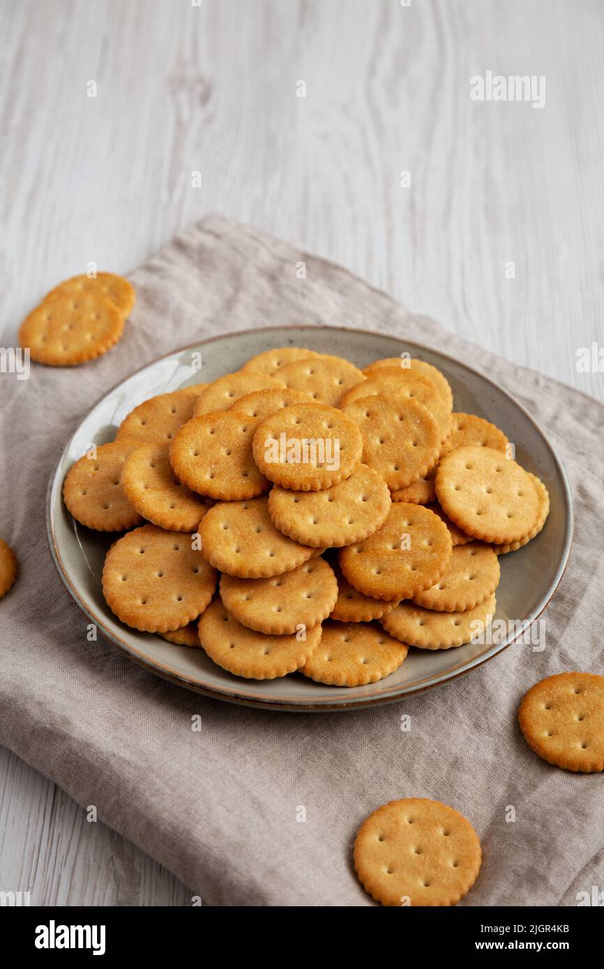 Salty round crackers on hi-res stock photography and images - Alamy