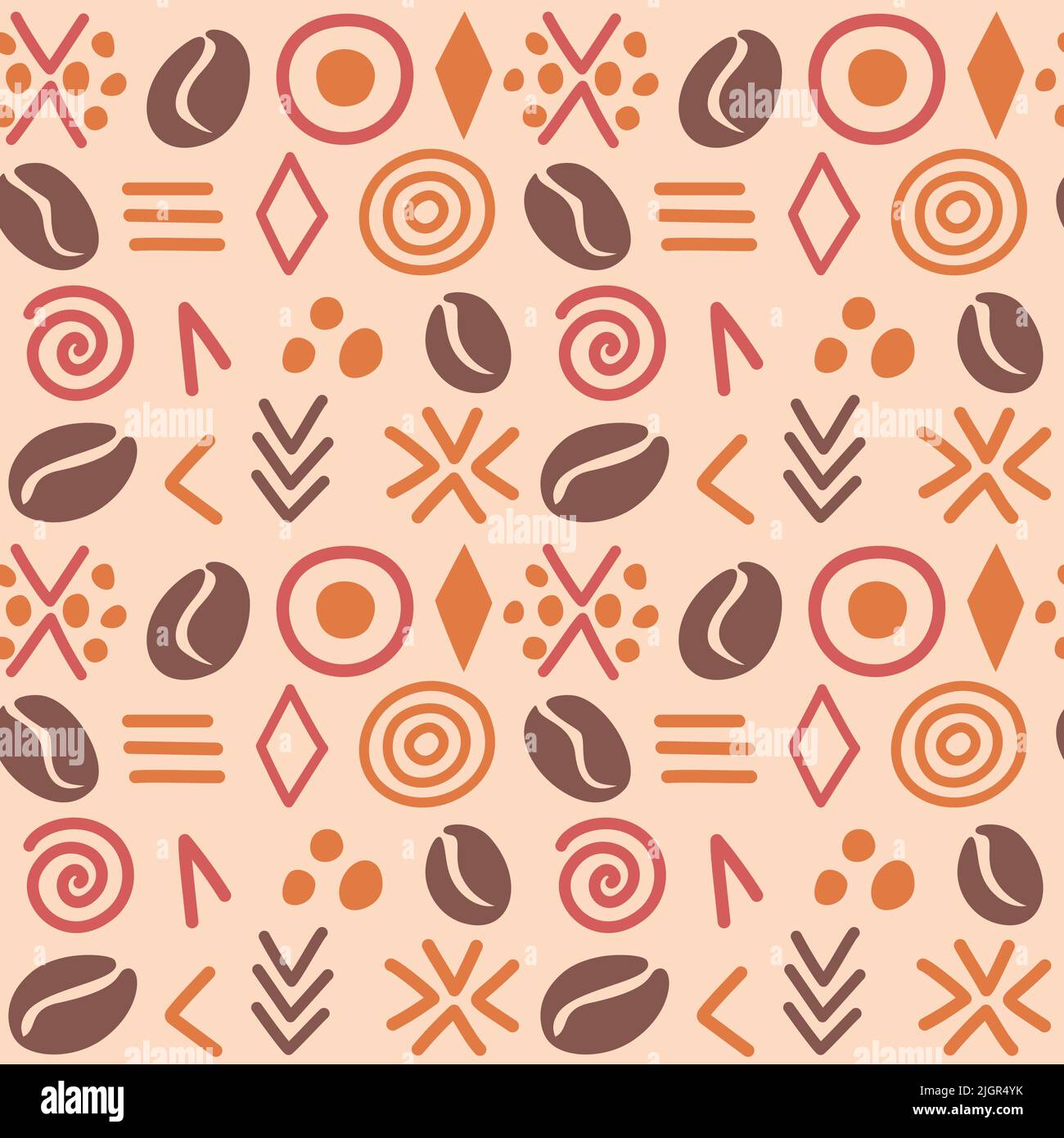 Abstract African seamless pattern with simple coffee beans Stock Vector ...