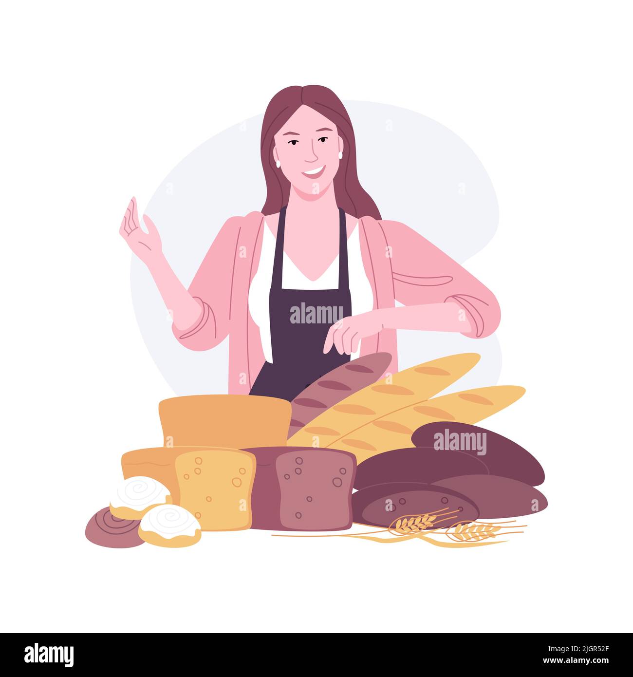 Selling homemade bread isolated cartoon vector illustrations Stock ...