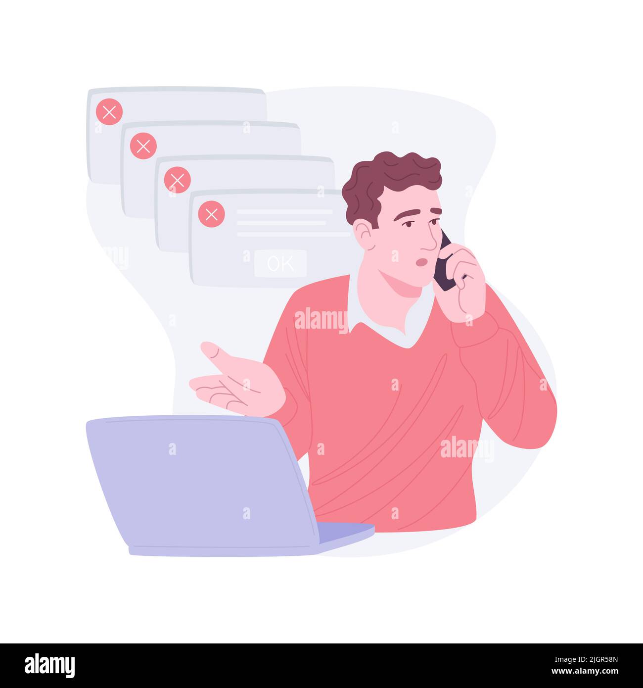 Calling support specialist isolated cartoon vector illustrations Stock ...
