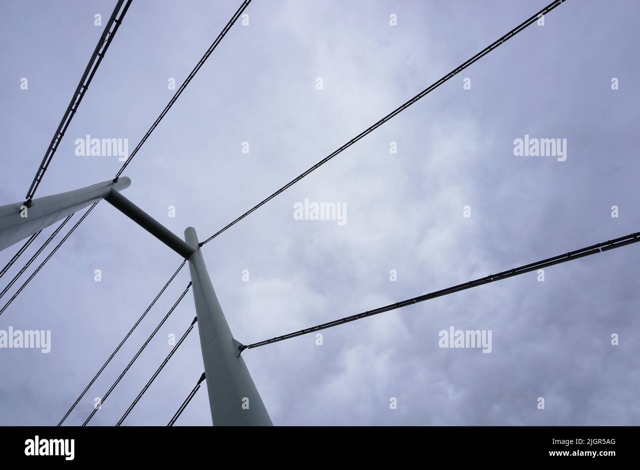 Modern cable-stayed bridge - view from below Stock Photo - Alamy