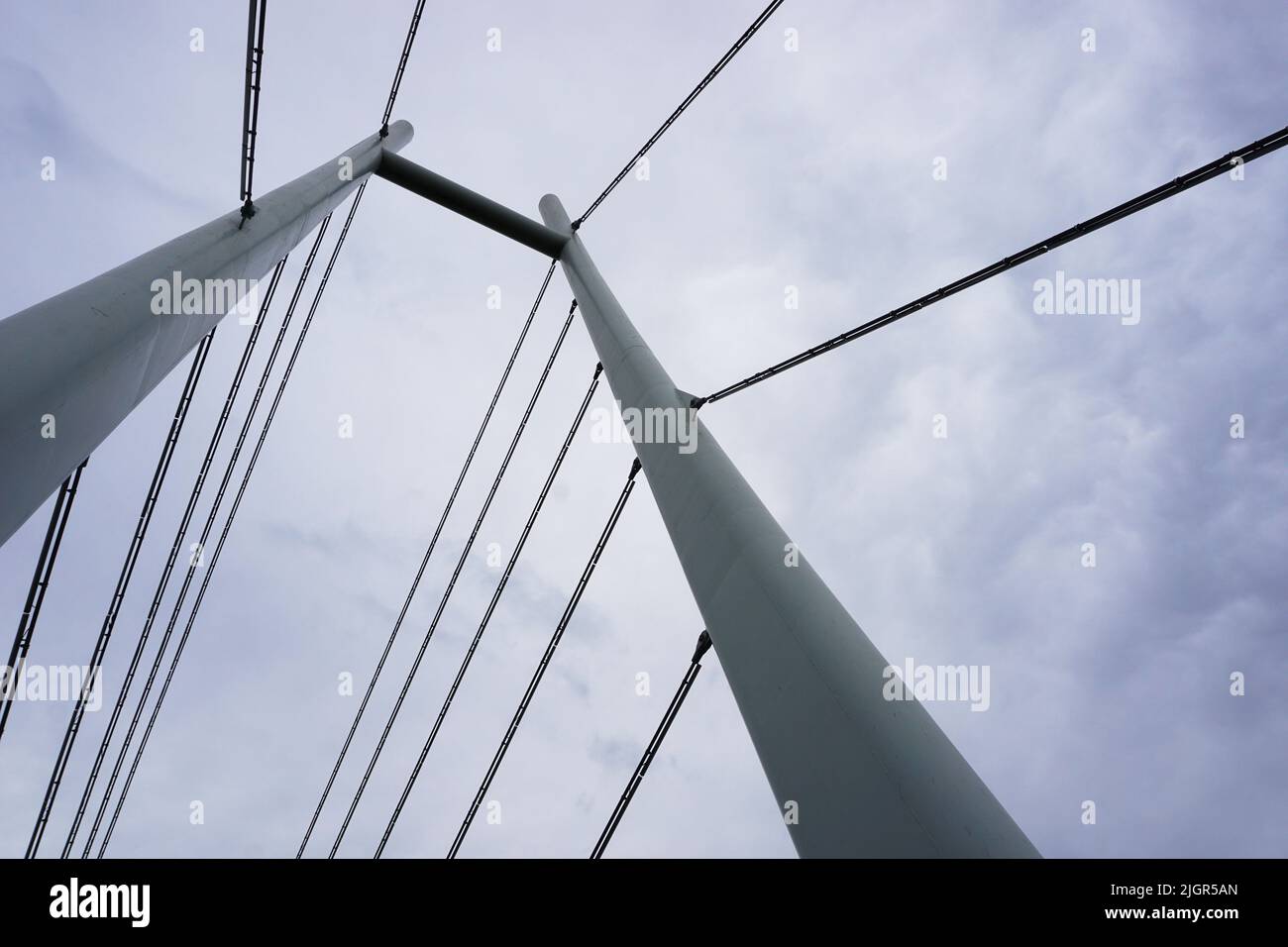 Modern cable-stayed bridge - view from below Stock Photo - Alamy