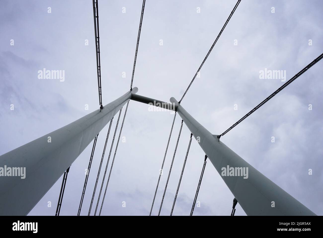 Modern cable-stayed bridge - view from below Stock Photo - Alamy