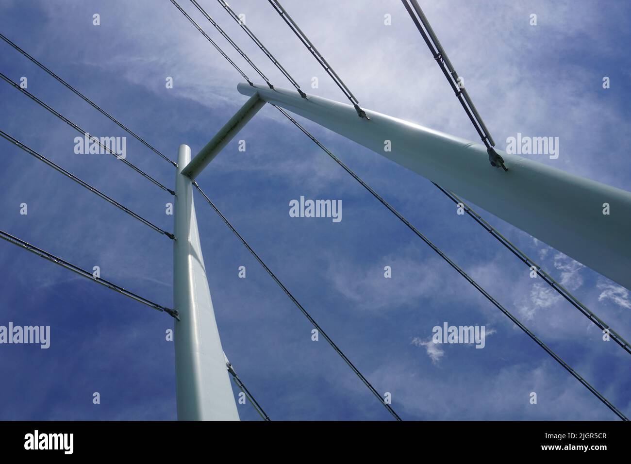 Modern cable-stayed bridge, sky with clouds Stock Photo - Alamy