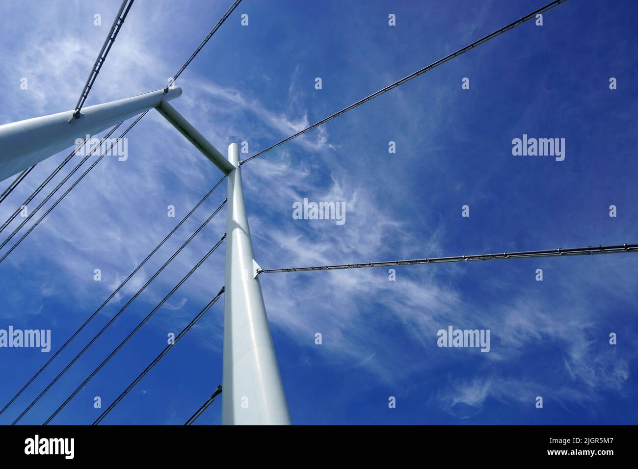 Modern cable-stayed bridge - view from below Stock Photo - Alamy