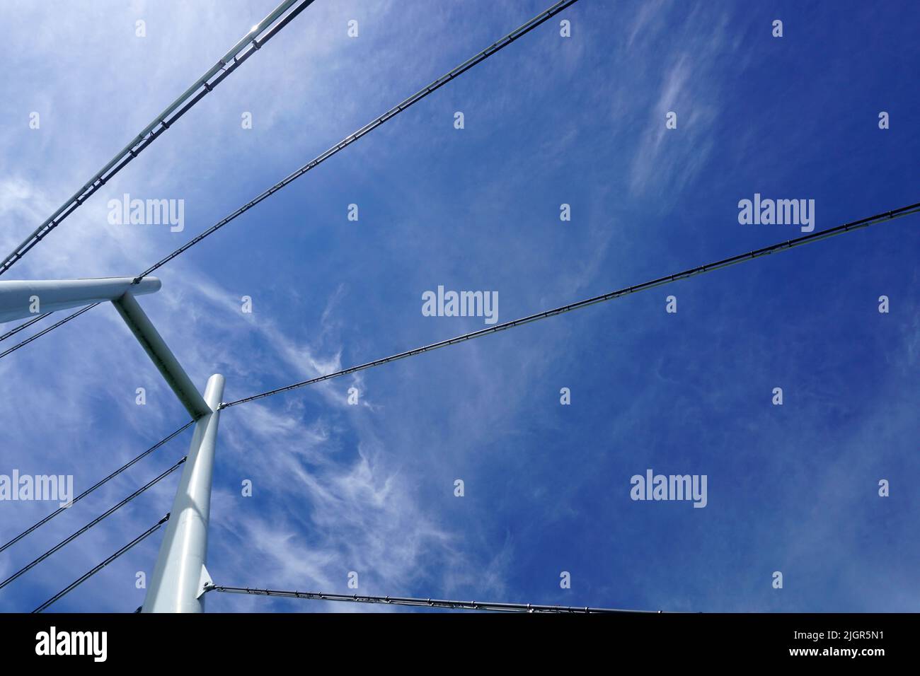 Modern cable-stayed bridge - view from below Stock Photo - Alamy