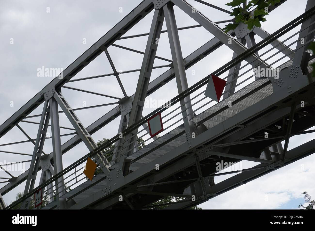 Truss train bridge - side view Stock Photo - Alamy